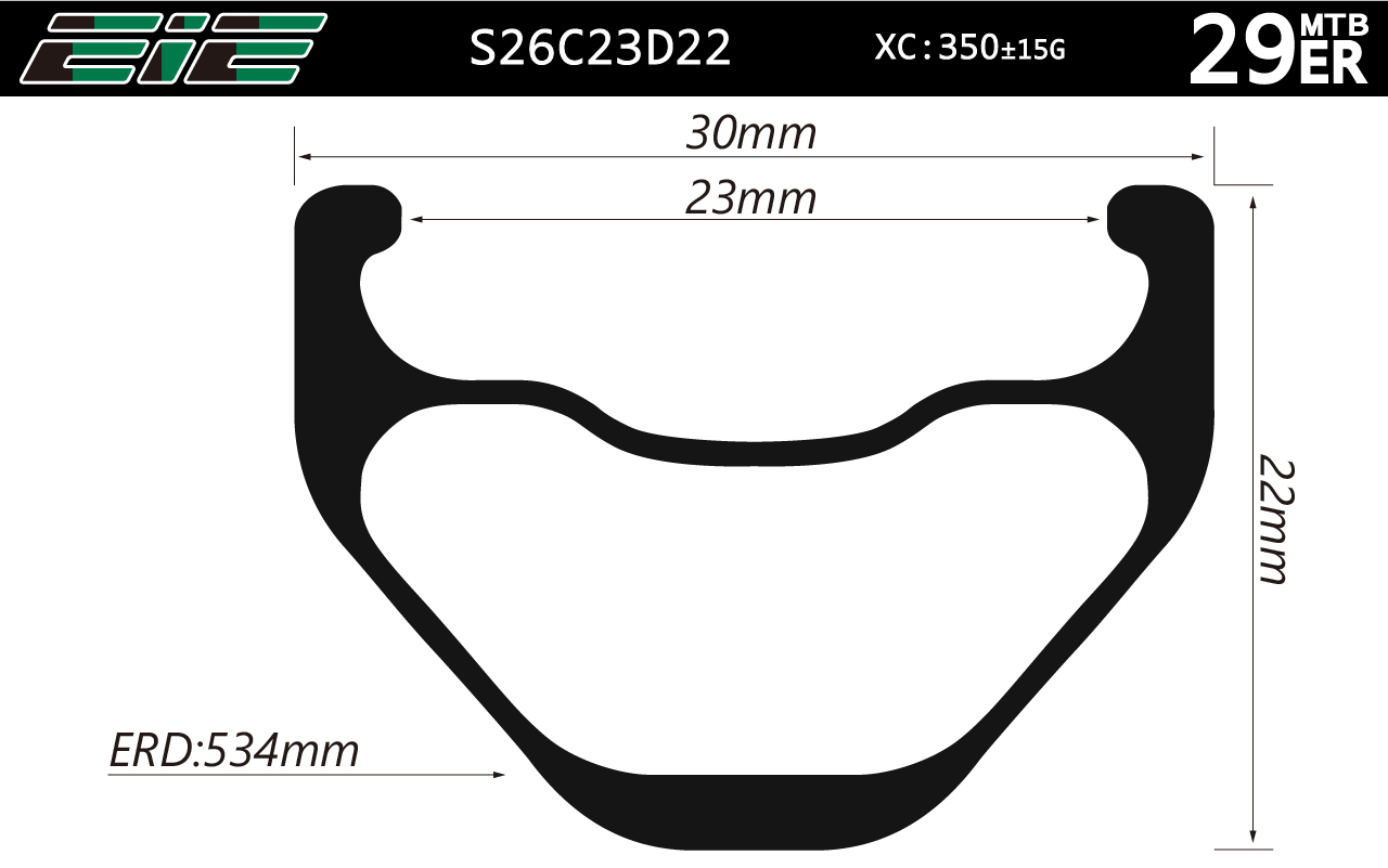 S26C23D22 26er-I23-D22 symmetric carbon fiber mtb rims and customized ...