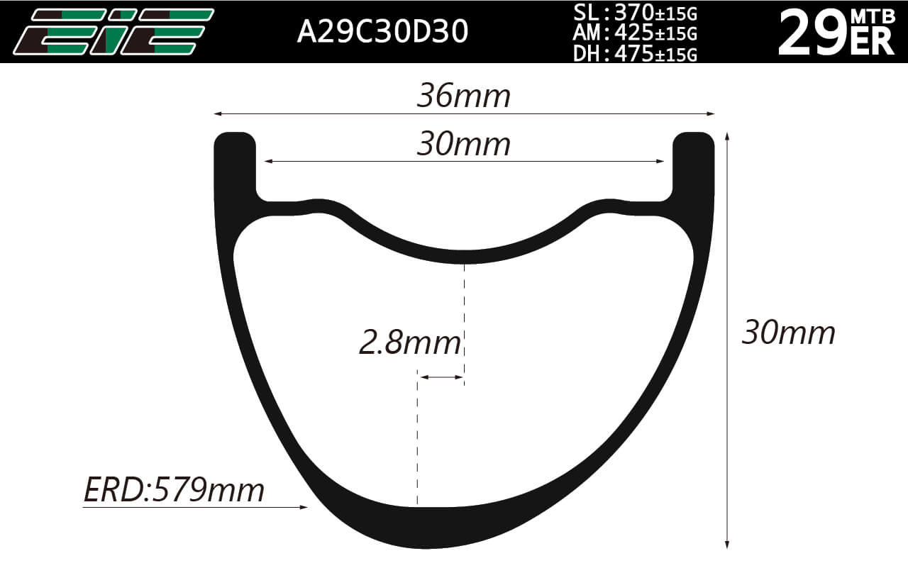 A29C30D30 29er-I30-D30mm ultra light AM/DH carbon mtb wheels asymmetric ...